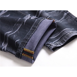 Men's Stylish Tied Dyed Jeans Ripped Stretch Printed Slim Fit Denim Pants Casual Straight Washed Distressed Jean (Purple,30)