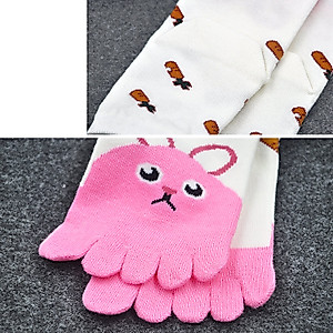Artfasion Kids Toe Socks Toddler Cute Cotton Cartoon Animal Dog Cat Ankle Five Finger Socks for Girls and Boys
