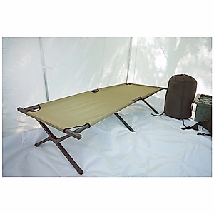 HQ ISSUE Camping Cot for Adults, Heavy-Duty Comfortable Military Army Style Portable Folding Sleeping Camp Tent Bed with Carry Bag, 225-lb Capacity