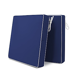 RULAER Outdoor Chair Cushion Waterproof Outdoor Seat Cushions 20x20x4 Inch High Resilience Foam with Ties Garden Sofa Patio Furniture Pads