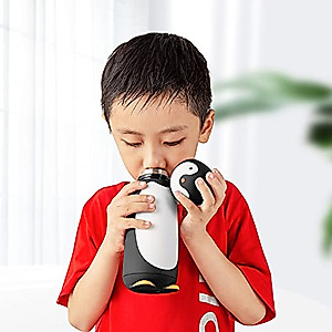 TOMLFF Penguin Stainless Steel Vacuum Thermos Travel Mug Tea Water Bottle Coffee Flask (Black)