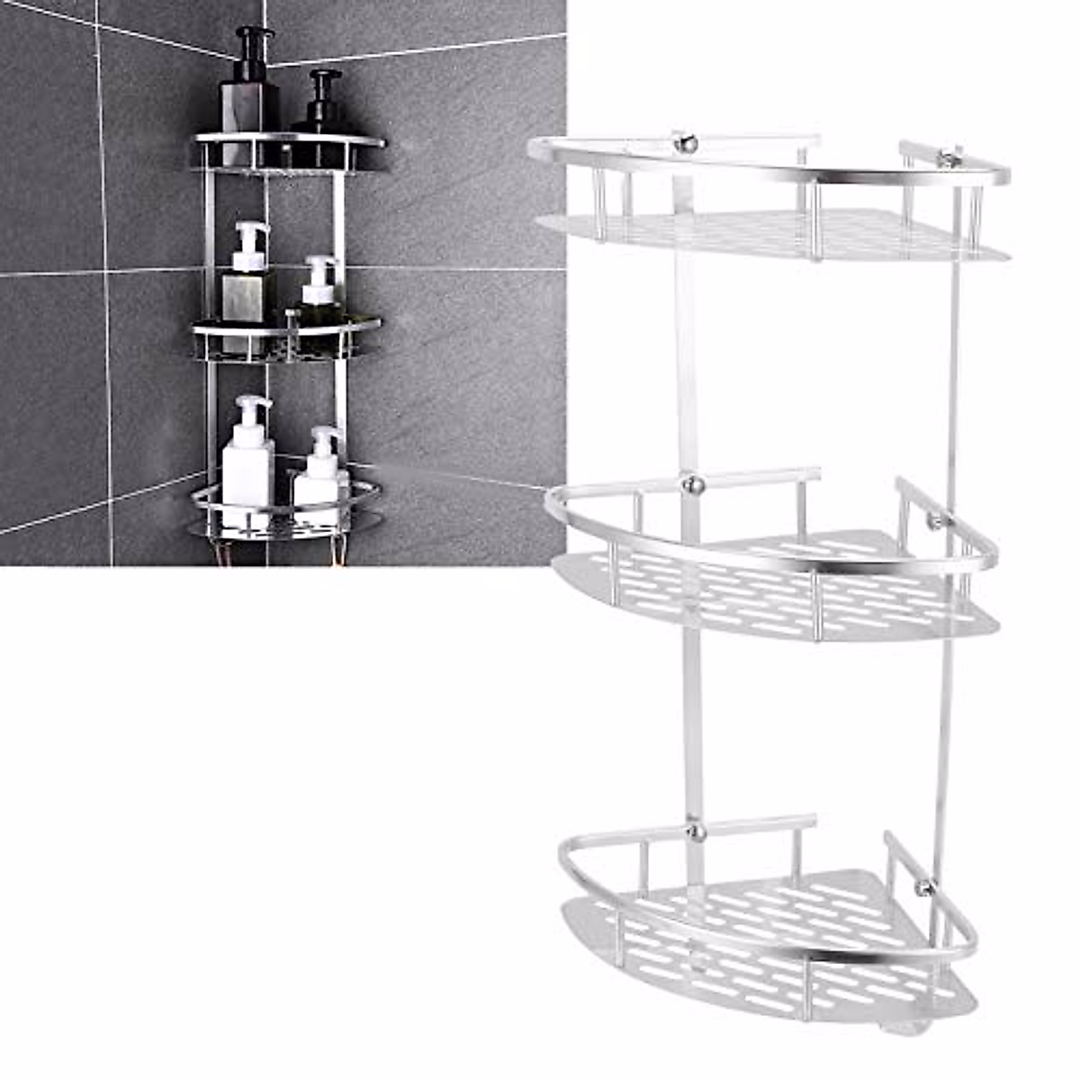 Corner Shower Caddy 3 Tiers Organizer Shelf Corner, Rustproof, Plastic Shower Rack Stands for Inside Bathroom Toilet Kitchen Bathtub Shower pan