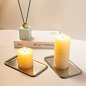 IMEEA Small Vanity Tray Rectangle Satinless Steel Little Jewelry Tray Bathroom Tray Storage Organizer Makeup Cosmetic Organizer Trays, 8 x 4.6 inch