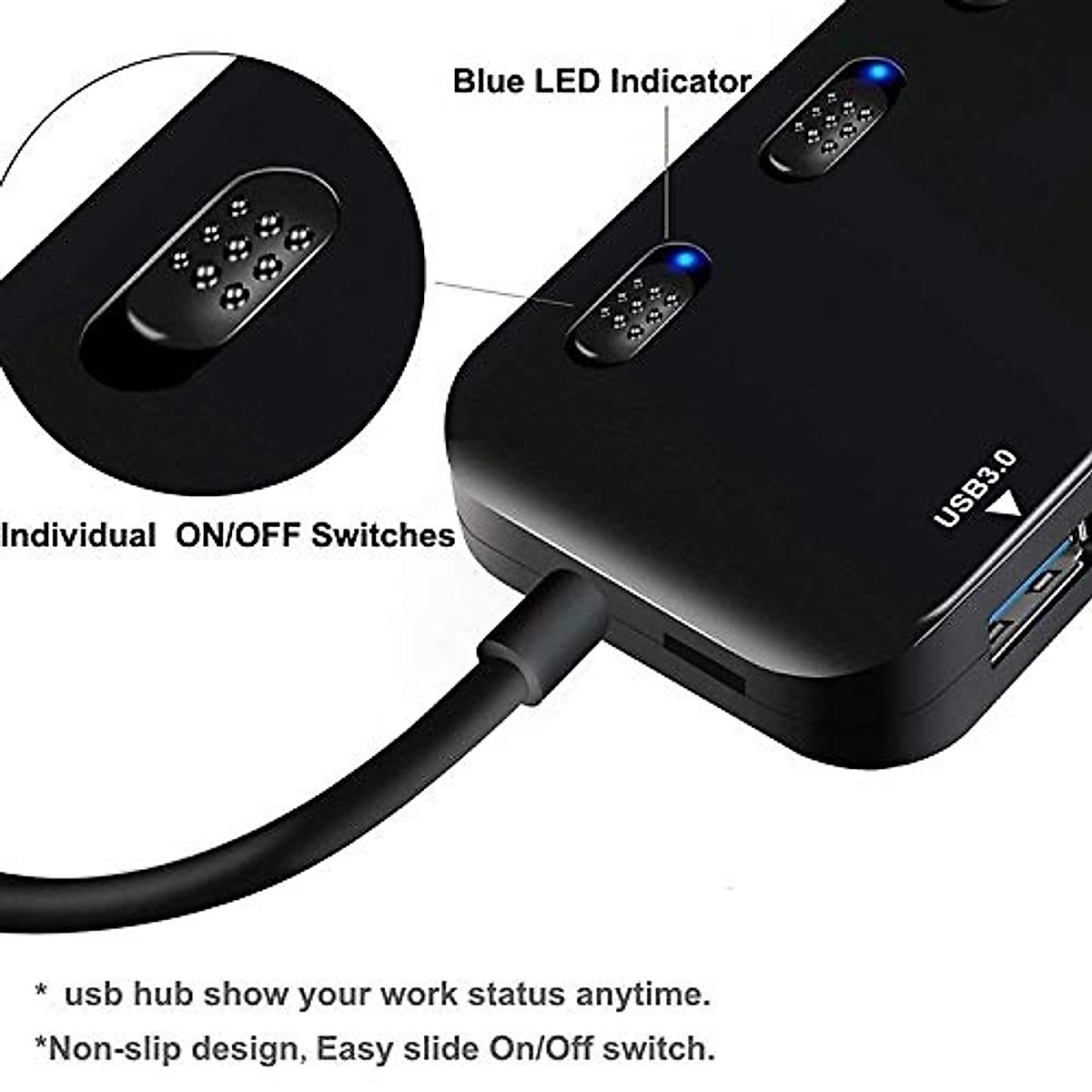 JSANSUI Distributor hub USB Splitter One Drag Four Button Fuel Injection Usb3.0 Hub 4-Port Switch Hub Super High Speed Usb3.0 4-Port Hub