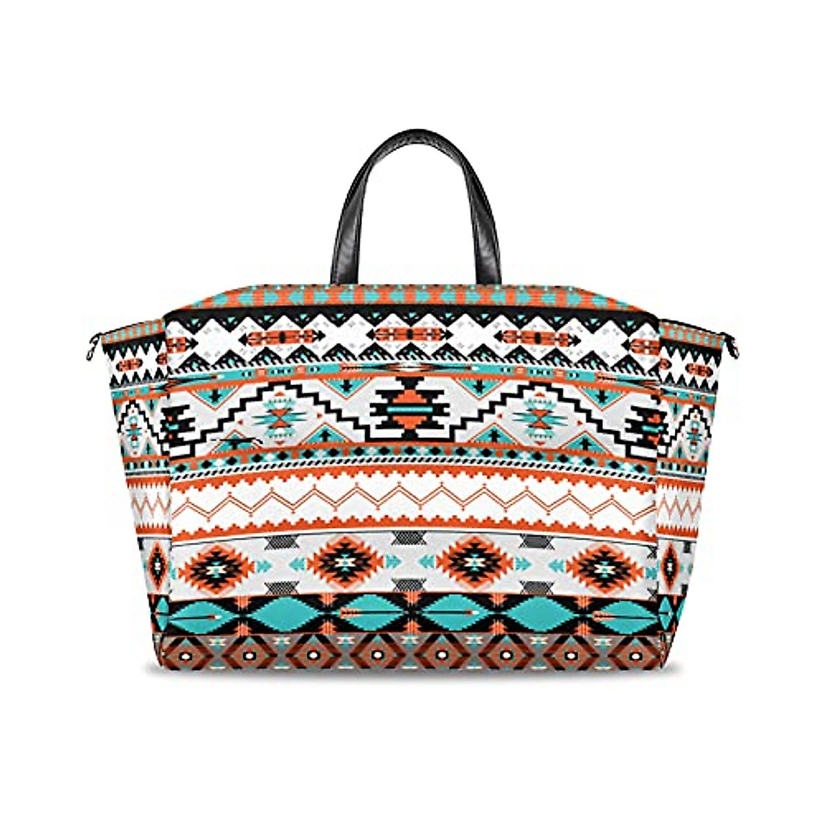 Aztec Print Diaper Bag Tote with Stroller Straps, Ethnic Chevron Large Capacity Baby Stroller Organizer Bag, Multi-Function Nappy Bag Travel Handbag