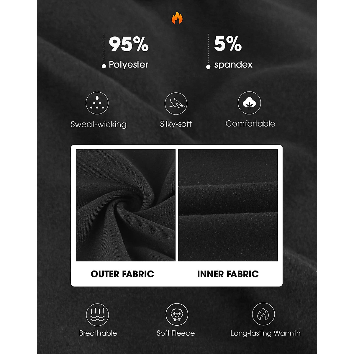 MANCYFIT Womens Thermal Underwear Pants Fleece Lined Leggings Black X-Small