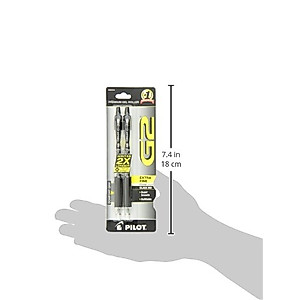 PILOT G2 Premium Refillable & Retractable Rolling Ball Gel Pens, Extra Fine Point, Black Ink, 2-Pack (31014)