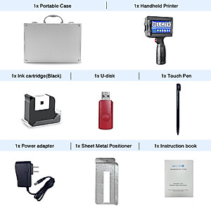 WELCZEK TIJ254 Portable Handheld Inkjet Printer 1 Inch Handheld Printer Quick Drying Injet Coding Machine for Barcode Date Logo QR Code Batch Number (Print Height 0.08-1 Inch)