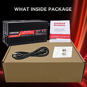 WAOUKS 58.8V 6A Charger 52V Li-ion Battery Charger Black Aluminum Case with Switch Cooling Fan DC Output 3pin XLR Connector Used for 14S 52V Lithium Battery Pack 58.8V Smart Charger