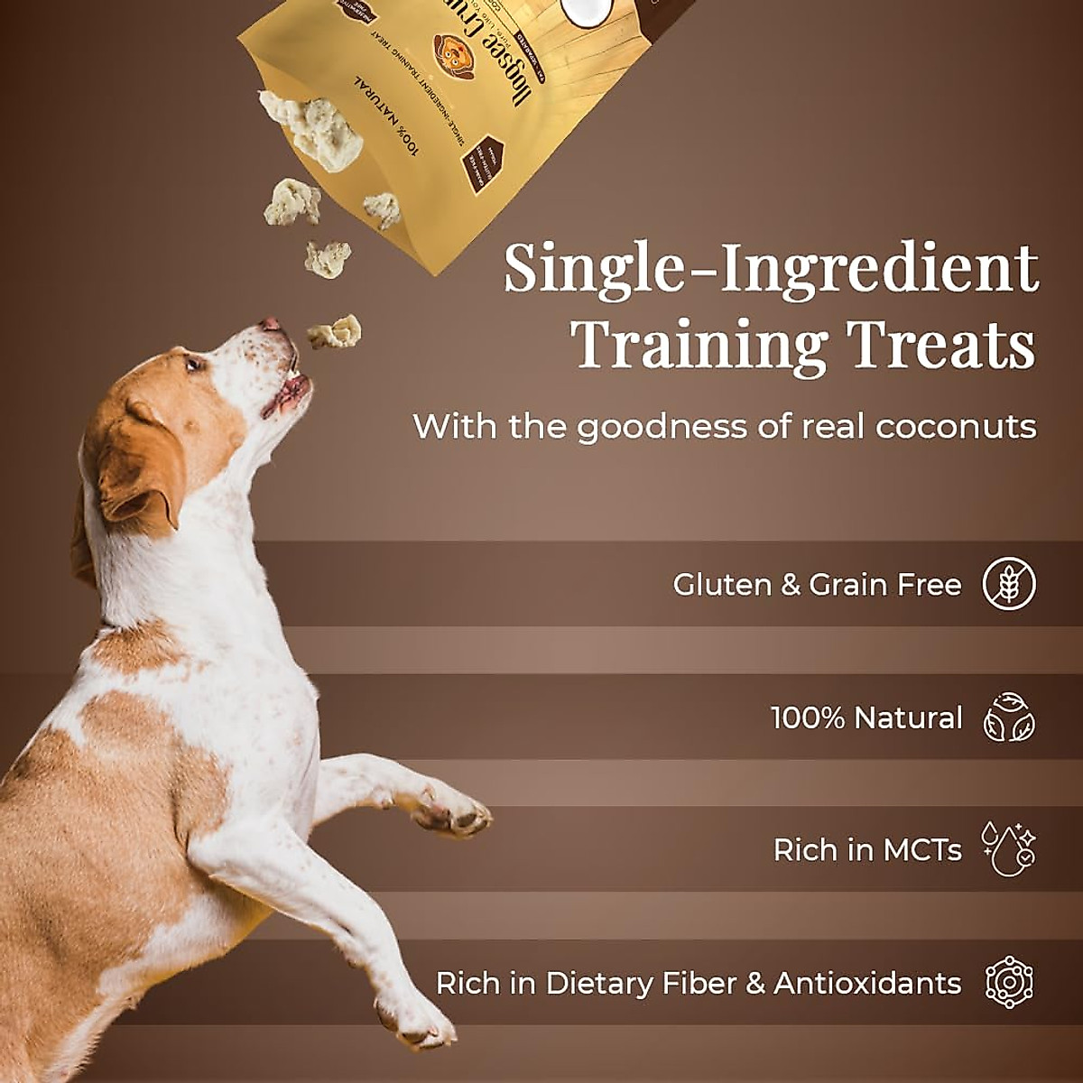 Dogsee Crunch Coconut Training Treats for Dogs 1.76oz/50g | Made from Real Coconuts | for Better Digestive Health | Freeze-Dried Training Treats