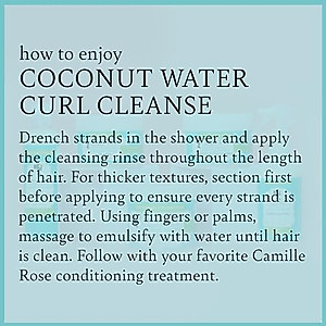 Camille Rose Coconut Water Curl Cleanse, Sulfate Free Hydrating Shampoo, with Coconut, Castor, and Rosemary Oils, for Soft Bouncy Curls, 12 oz