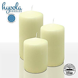 Hyoola Ivory Pillar Candles 3x5 Inch - Unscented Pillar Candles - 6-Pack - European Made