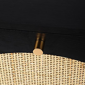 Angel Sar Rattan Shoe Cabinet with 2 Flip Drawers, Slim Narrow Wood Shoe Storage Cabinet, Organizer for Entryway, Hallway, Bedroom, Apartment(Up to Women’s 9.5, Men’s 8.) Black