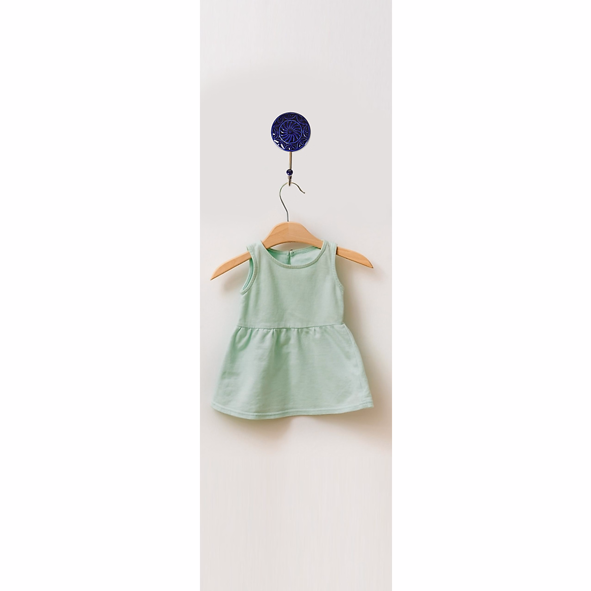 Alpha Living Home Set of 3 Ceramic Wall Coat Hooks, Round Decorative Robe Hook, Scarf, Bag, Towel, Hat etc for Kitchen Bathroom Office Farmhouse Wall Mounted Hanging - Antiue Royal Blue