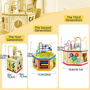 TOP BRIGHT Wooden Activity Cube for Toddlers 1-3 Bead Maze for Babies 6-12 Months Cause and Effect Toys for 1 2 3 Year Old Boys and Girls Gifts