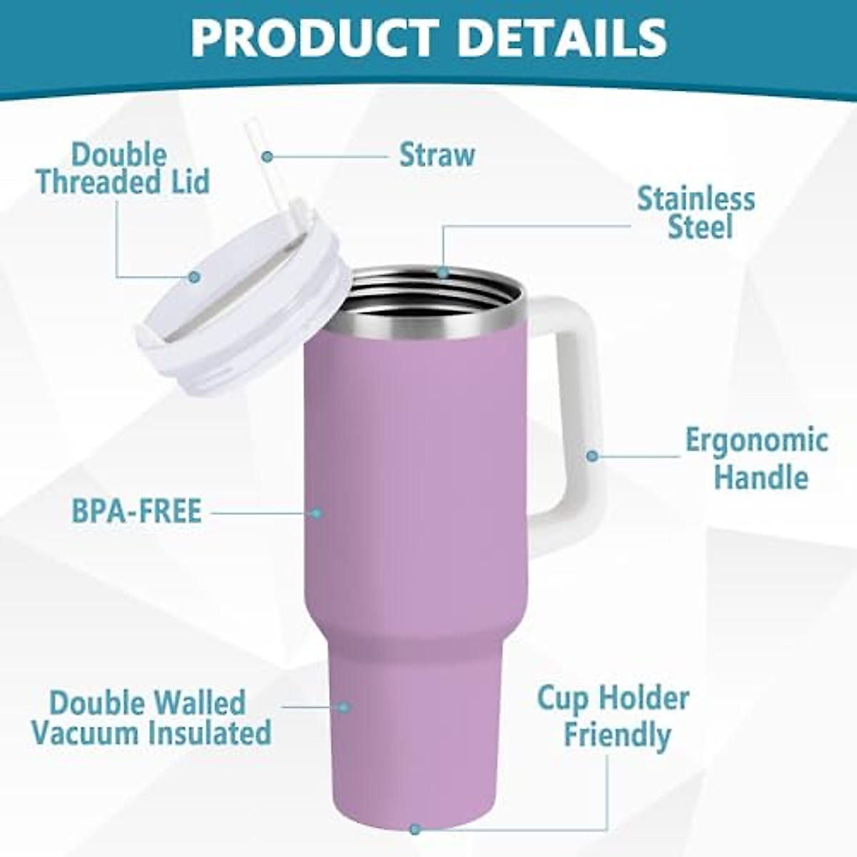 GAIGEO Clematis Water Bottle Insulated, 30 Oz Tumblers with Lids and Straws, Stainless Steel Water Bottle, BPA-Free, Perfect for Gym School Party