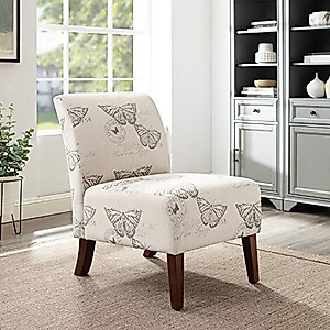 Linon Butterfly, Dark Espresso Linen Lily Chair, 21.5" W x 29.5" D x 31.5" H