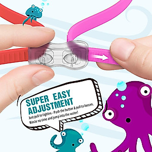 OutdoorMaster Kids Swim Goggles 2 Pack - Quick Adjustable Strap Swimming Goggles for Kids - E