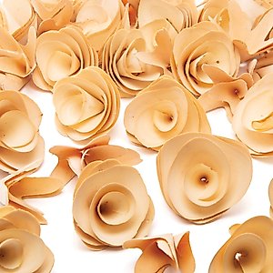 Baker Ross AT545 Wooden Flower Heads - Pack of 40, Creative Art and Craft Supplies for Kids to Make and Decorate