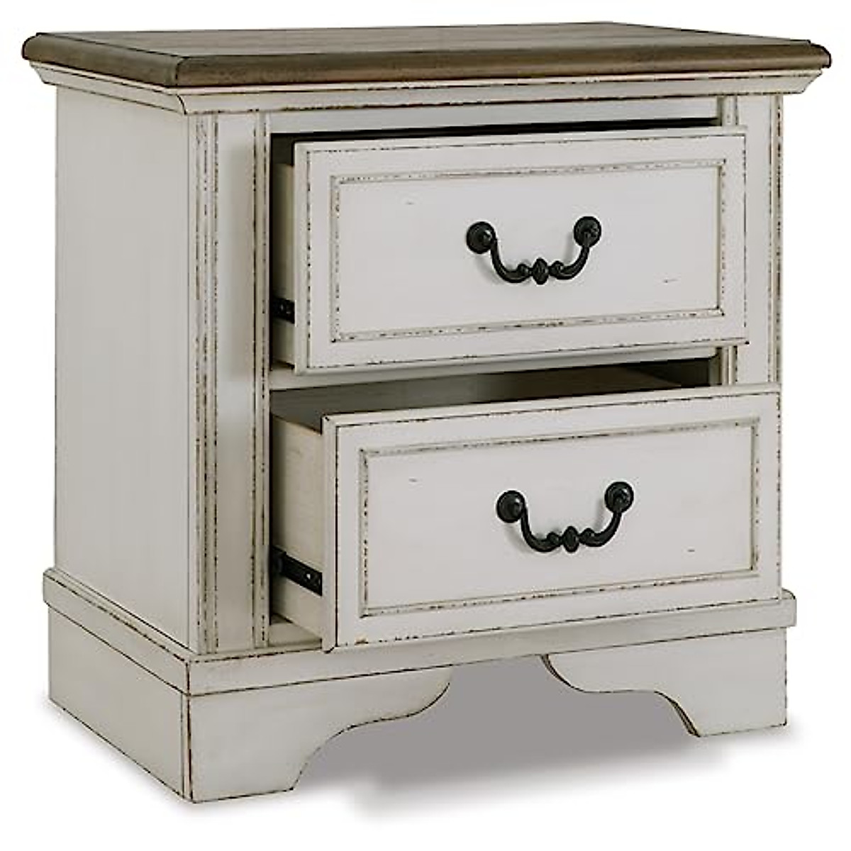 Signature Design by Ashley Brollyn Rustic 2 Drawer Night Stand, Two-Tone Brown & Whitewash
