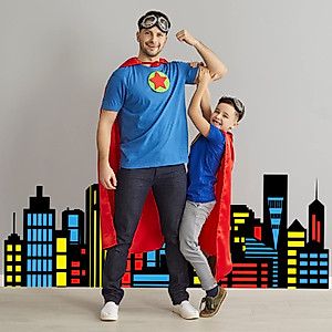 City Skyline Backdrop Hero Party Decoration City Skyline Buildings Photography Background Hero Party Centerpiece City Skyscraper Standing Cards for Hero Birthday Party Baby Shower Decor Supplies