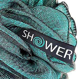 Loofah-Charcoal Bath-Sponge-Color-Set XL-75g by Shower Bouquet - Extra Large 4 Pack, Soft Mesh Black Bamboo Loufa Puff - Exfoliating Body Scrubber for Women and Men: Soothing Face & Body Exfoliator