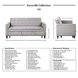 Lexicon Knoxville Convertible Studio Sofa Bed, Dove