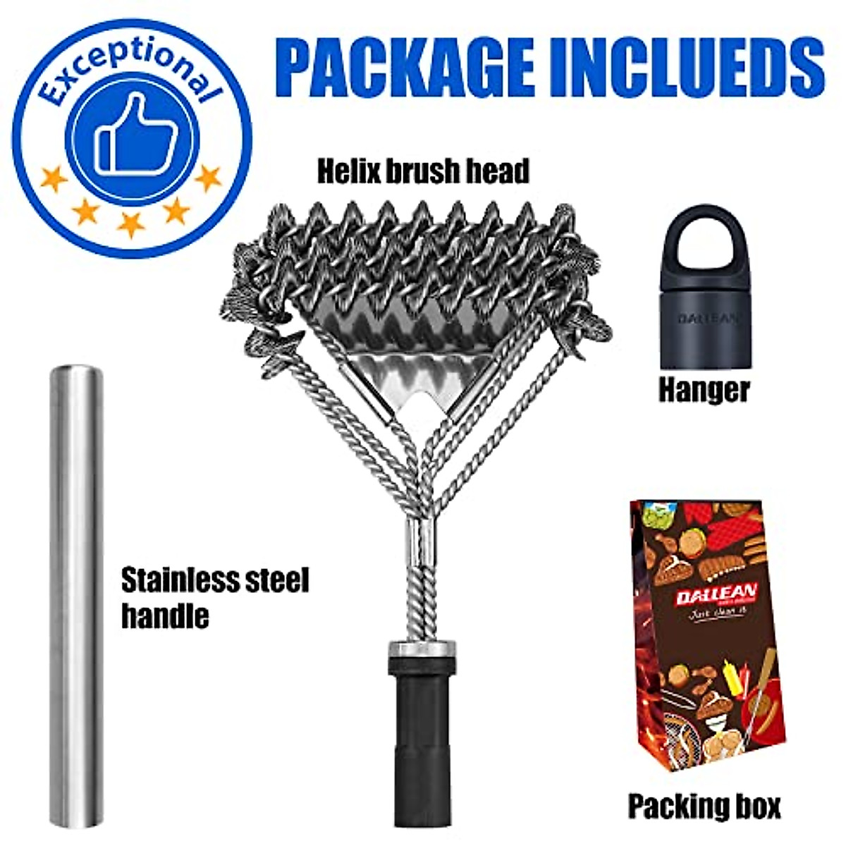 BBQ Grill Brush Bristle Free for Outdoor Grill, Grill Accessories with Replaceable Grill Brush Head, TH-2218 Grate Cleaner,BBQ Cleaning Brush,Grill Brush Set, Bristle Free Grill Brush and Scraper