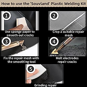 Plastic Welder, 110V/100W Plastic Welding Kit, Plastic Soldering kit for Bumper Kayak Repair-With 100 Rods,3 Tips,6 Wire Mesh,1 Volume Tin Wire,2 Sandpaper,1 Stand,1 Metal Brush,1 Screwdriver (White)