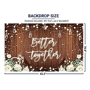 Allenjoy Better Together Backdrop Bridal Shower Wedding White Floral Theme Party Decorations Rustic Wood Flowers Banner Photography Background Photobooth Supplies