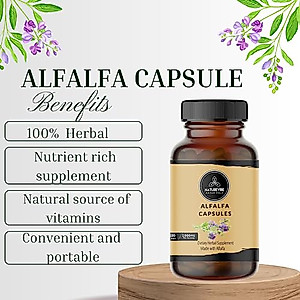 Naturevibe Botanicals Alfalfa Capsules Premium 180 Veg Capsules | 1000mg Per Serving | Nutritionally Abundant | Made with Pure Herb Alfalfa Powder