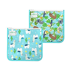 green sprouts Reusable Insulated Sandwich Bags (2 Pack) | Holds Food, Utensils, Wipes & More | Keeps Food Fresh | Food-Safe, Waterproof, Easy-Clean Material