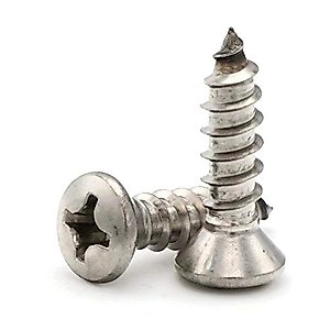 Phillips Oval Head Sheet Metal Screws 18-8 Stainless Steel - #12 x 3/4" Qty-100