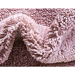 Unique Loom Solo Collection Solid, Plush, Kids, Modern Area Rug, 5 ft x 7 ft 7 in, Pink