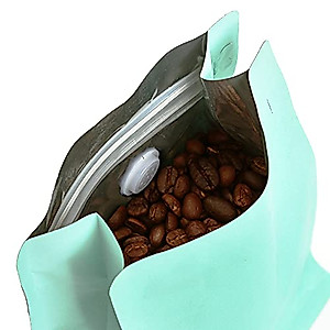 50 Count 16 Ounce Tiffany Blue Kraft Paper Coffee Bags with Air Release Valve, High Barrier Coffee Pouches for Home, Store, Flat Bottom (50pcs/16oz, 1lb, 500g)