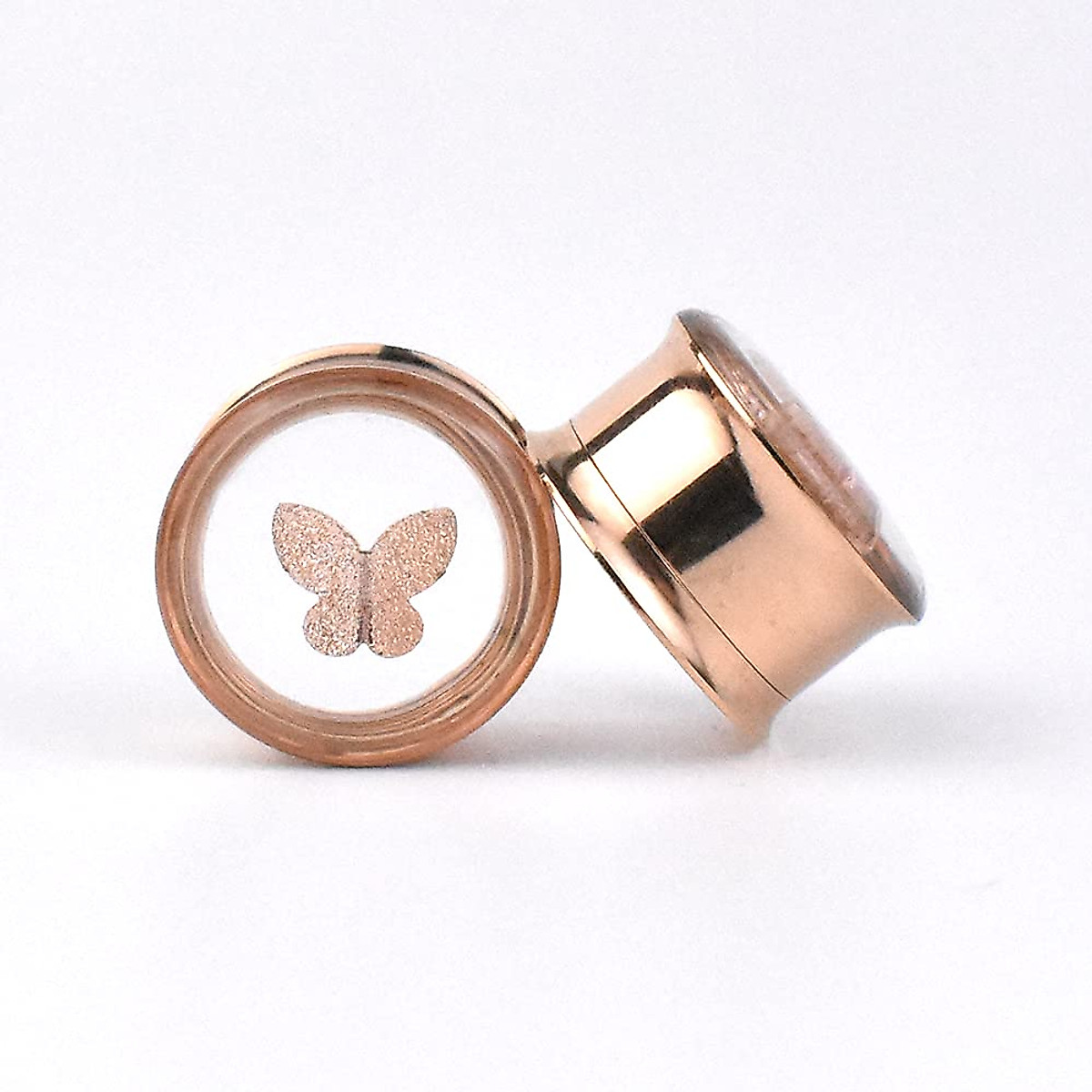 Jboyanpei 6Pcs/3pair Cute Butterfly Ear Gauges Plugs Stretching Kit Tunnels Stainless Steel Screw on Double Flared Expander Size 10mm