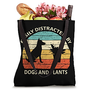 Retro Pet Dog Plant Lover Easily Distracted By Dogs & Plants Tote Bag