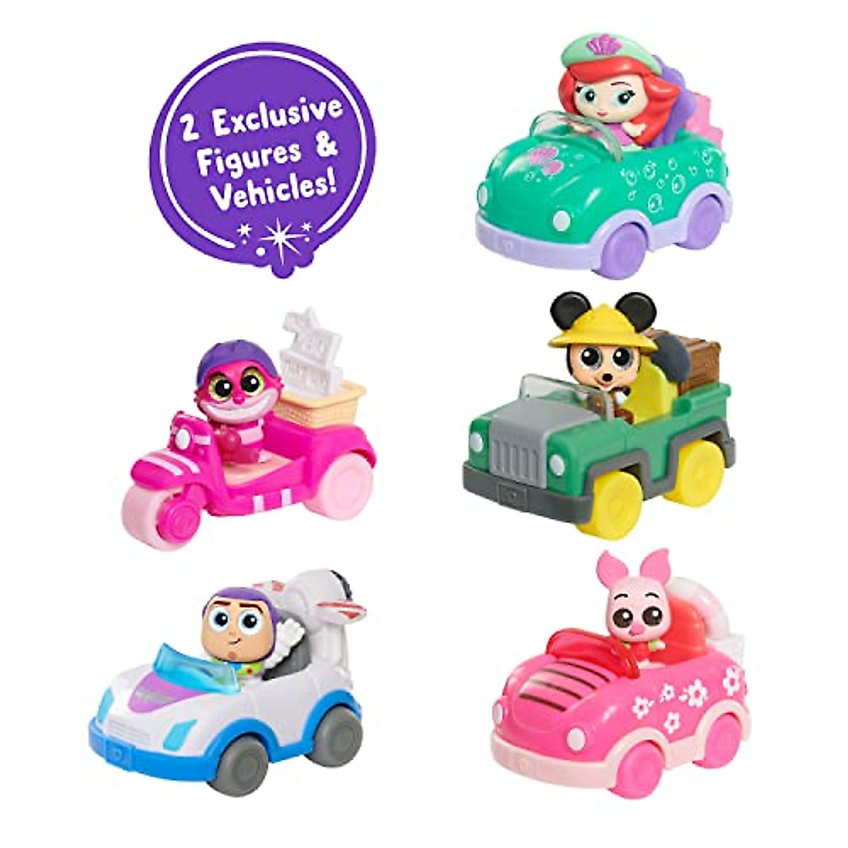 Disney Doorables Let’s Go Vehicles 2-Pack Series 1, Toy Figures, Officially Licensed Kids Toys for Ages 5 Up, Amazon Exclusive