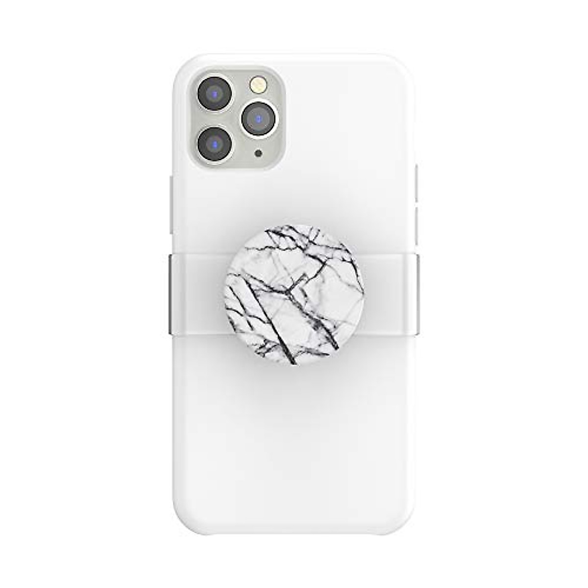 PopSockets Phone Grip Slide for Phones and Cases, Sliding Phone Grip with Expanding Kickstand, PopSlide for Apple Silicone Case, iPhone 11 Pro - Clear Day