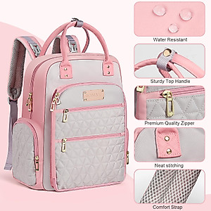 AOMAY Diaper Bag Backpack - Mommy bag for hospital, Travel backpacks, Large Capacity, Multifunctional - Baby Essentials(Pink)