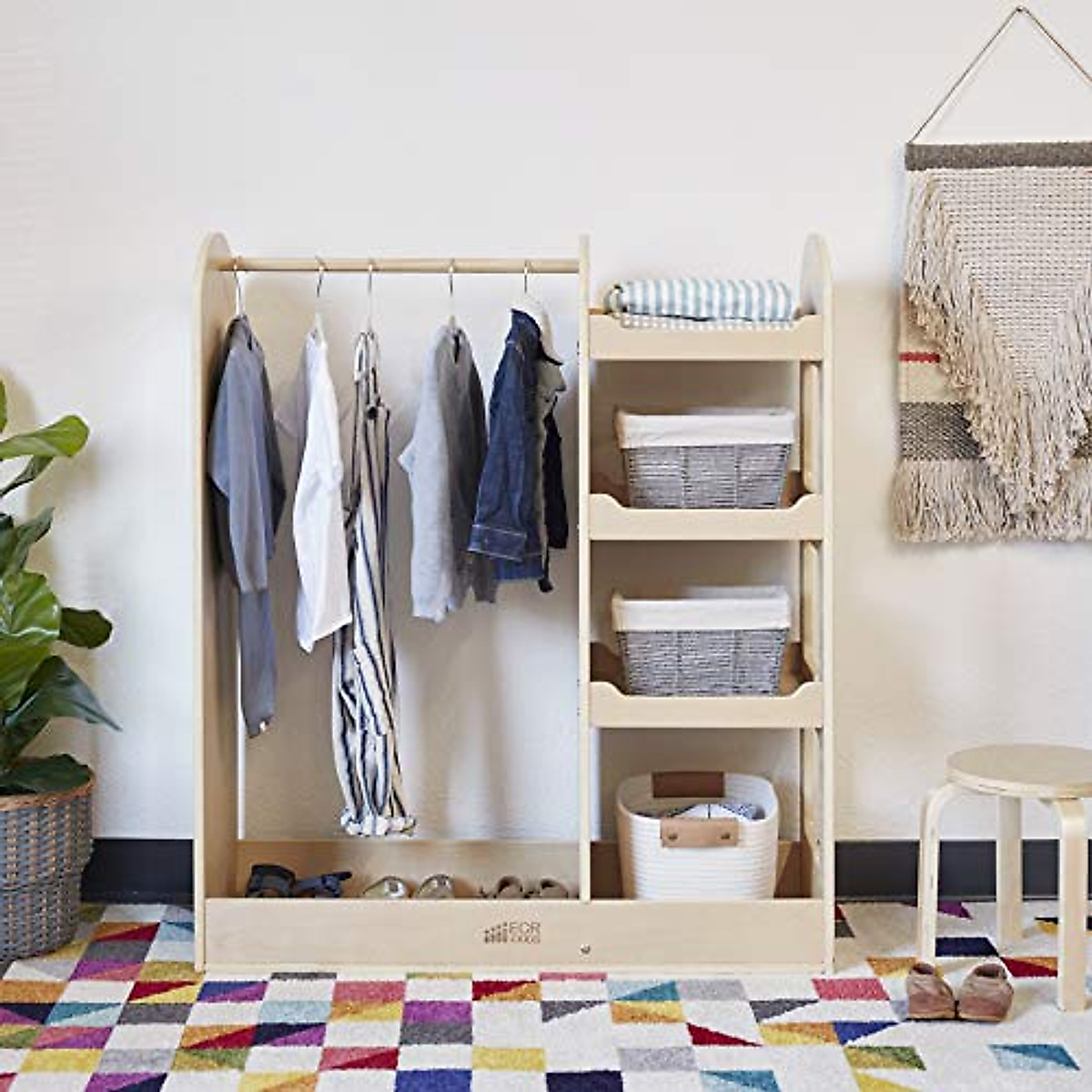 ECR4Kids Dress Up Center with Mirrors, Costume Organizer, Natural