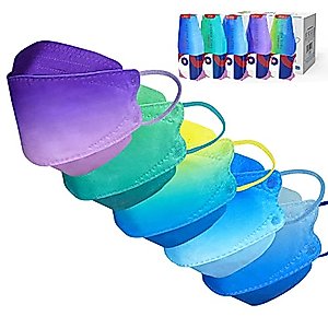 Supsiah 50PCS Individual Packs 3D 4 LAYER disposable face masks, 5-Different Gradient Colors Design, Breathable, Comfortable Protection