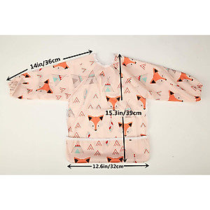 Sigzagor Baby Bib Sleeved Shirt with Pocket 1-3 Years Old Toddler Painting for Girls (Flamingo Cactus)