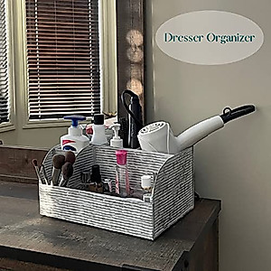 KOTINARA Farmhouse Bathroom Caddy Organizer - White Galvanized Shower Caddy with 6 Compartments - Wall Mount/Countertop Rustic Organizer for Farmhouse Bathroom and Kitchen