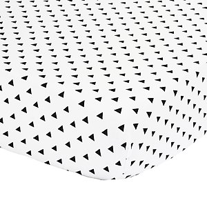 Black Triangle Print Fitted Crib Sheet - 100% Cotton Baby Boy and Girl Geometric Patterns Nursery and Toddler Bedding