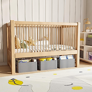 LayerSpace 3 Pack Jumbo Fabric Storage Bins for Shelves | 16.93x12x8.27in Closet Storage Bins | Collapsible Storage Bins for Organization | Linen Clothes Storage Bins | Light Gray