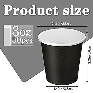 Iuuidu 3 oz Paper Cups, Black Mouthwash Cups 50 Count Disposable Bathroom Cups 3 oz, Disposable Espresso Cups Small Paper Cups for Party,Picnic,Travel,Espresso and Snack