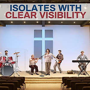 PENNZONI Drum Shield 5ft w/Living Hinges, Comes w/ 7 Drum Panels & Living Hinges, Premium Clear Acrylic Panels, Drum Screen