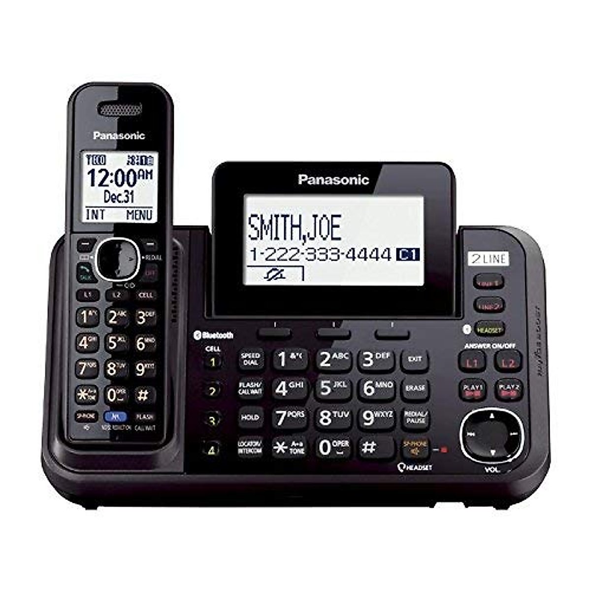 Panasonic KX-TG9541B Link2Cell Bluetooth Enabled 2-Line Phone with Answering Machine & 1 Cordless Handset (Renewed)