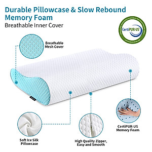 Memory Foam Pillows Neck Pillow Bed Pillow for Sleeping Ergonomic Cervical Contour Pillow for Side Back Stomach Sleeper for Neck and Shoulder Pain